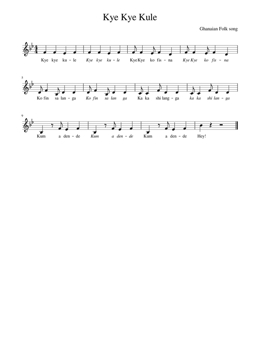 Kye Kye Kule Sheet music for Piano (Solo) | Download and print in PDF ...