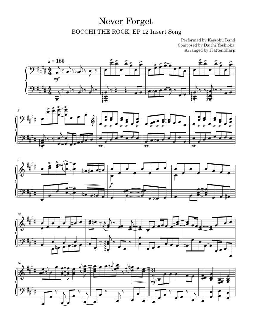 [OST][TV SIZE] Never Forget - Bocchi the Rock! EP 12 Insert Song Sheet ...