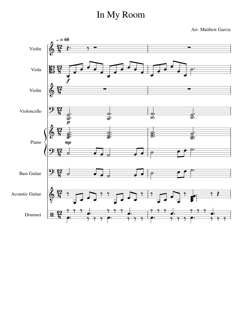 In My Room Sheet music for Piano, Violin, Viola, Cello & more ...