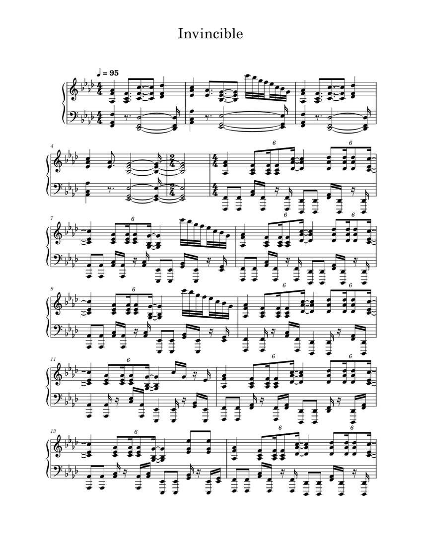 Invincible – Deaf Kev Sheet music for Piano (Piano Four Hand ...