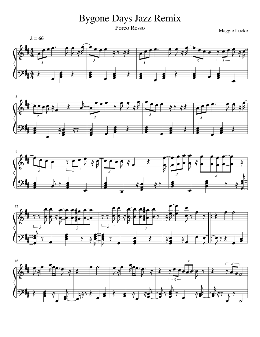 Bygone Days Jazz Remix Sheet music for Piano (Solo) Easy | Musescore.com