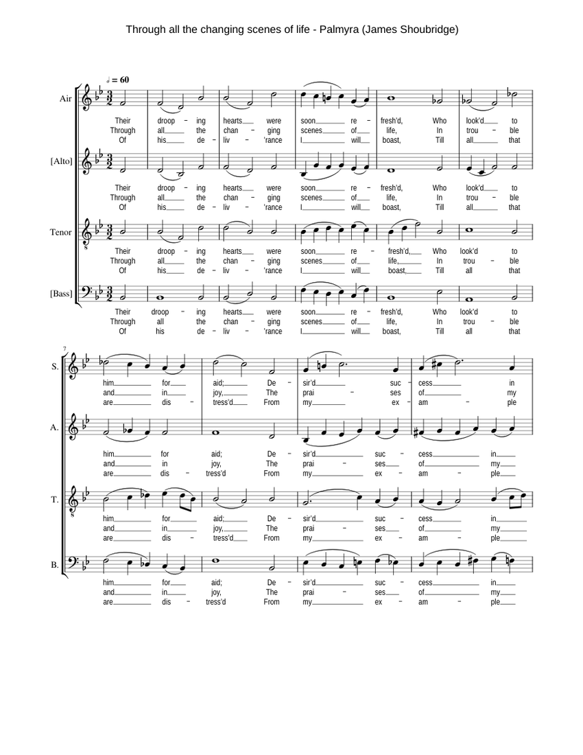 Through all the changing scenes of life - James Shoubridge Sheet music ...