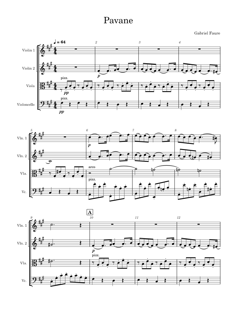 Pavane, Op.50 – Gabriel Fauré Sheet music for Violin, Viola, Cello ...