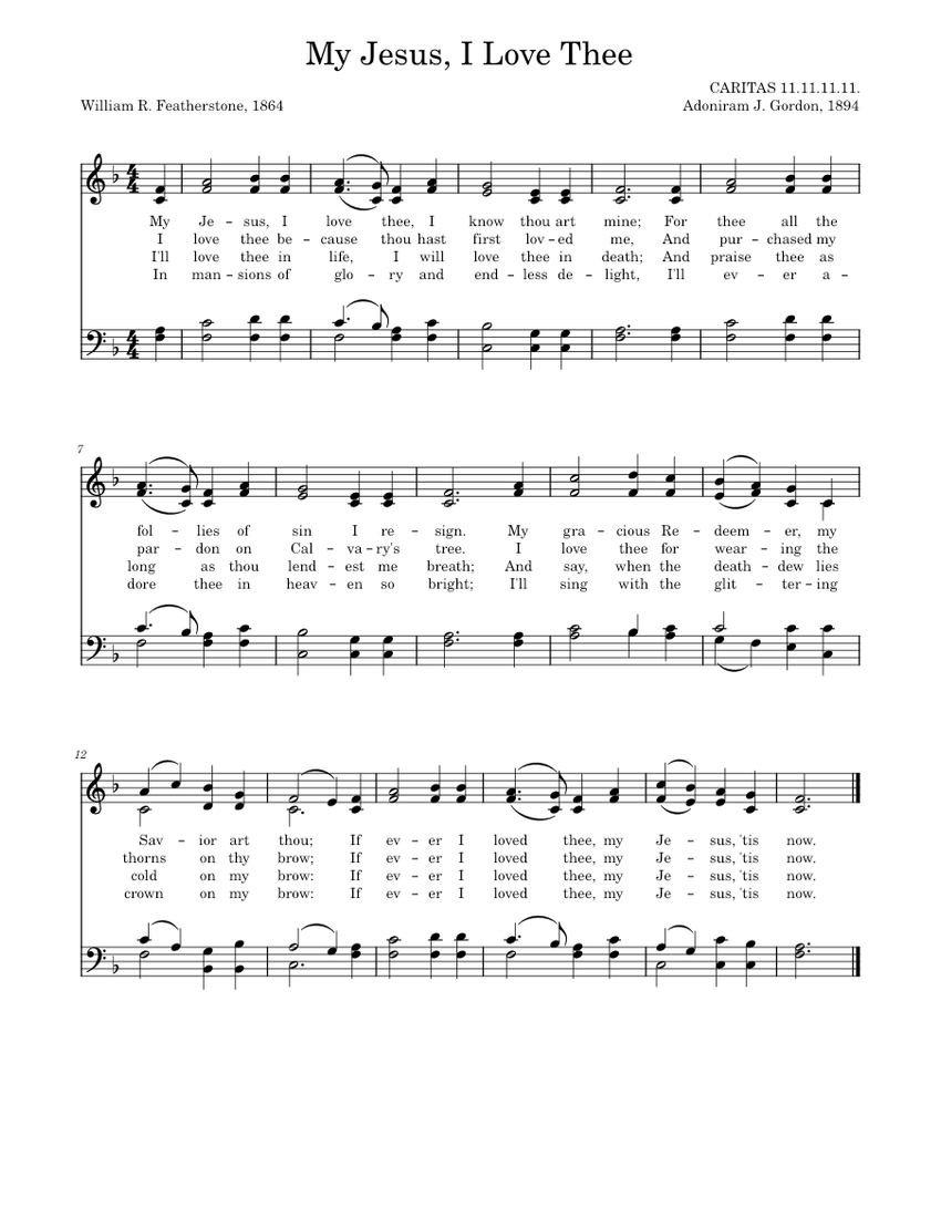 TH 648 My Jesus, I Love Thee Sheet music for Piano (Choral) | Musescore.com