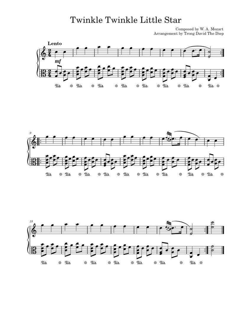 Twinkle Twinkle Little Star – Lullaby Arrangement - piano tutorial