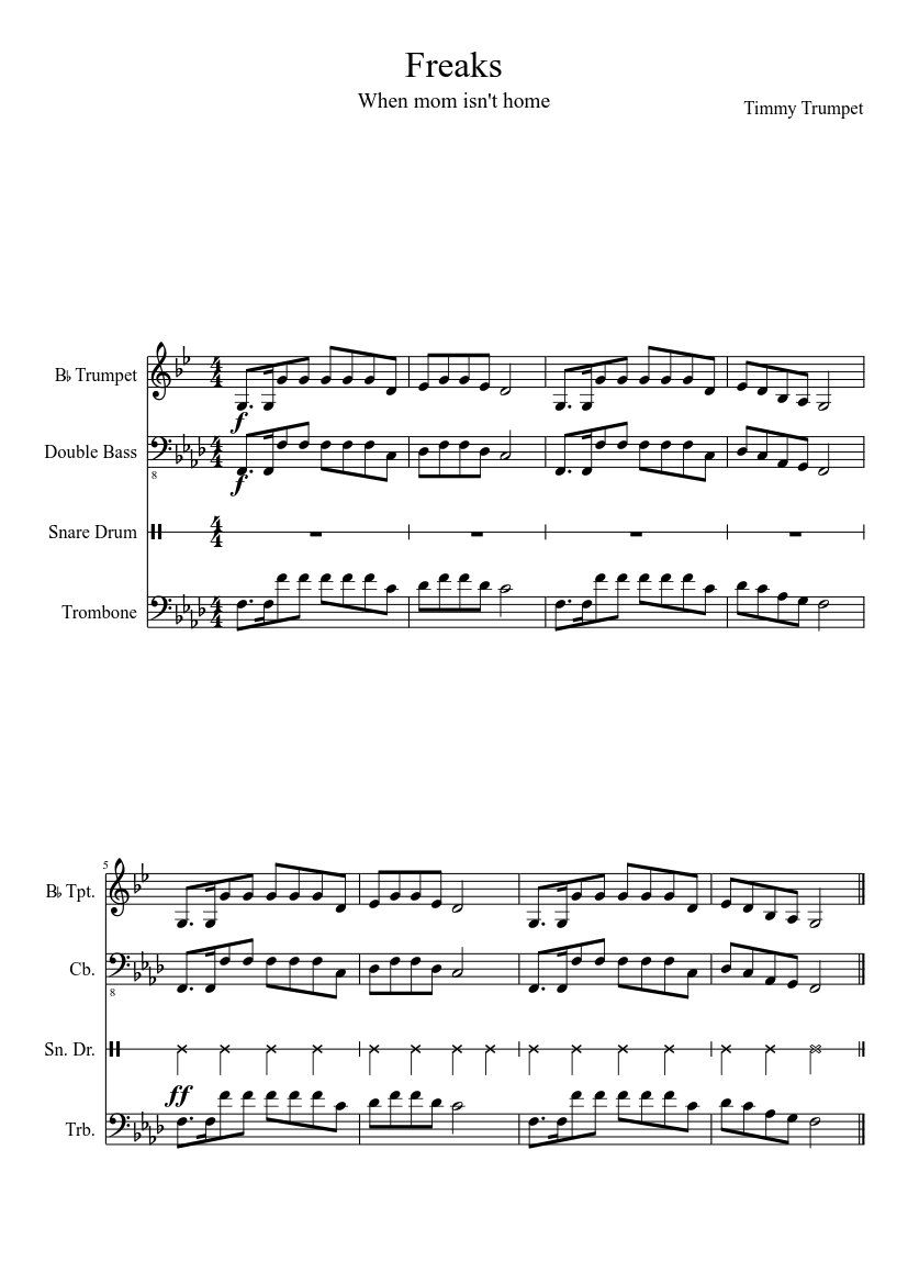 Freaks (When Mom isn't Home) Sheet music for Trombone, Trumpet other ...