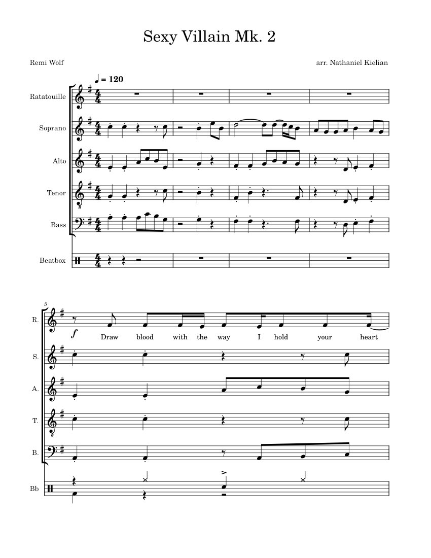 Sexy Villain TRK Sheet music for Soprano, Alto, Tenor, Bass voice ...