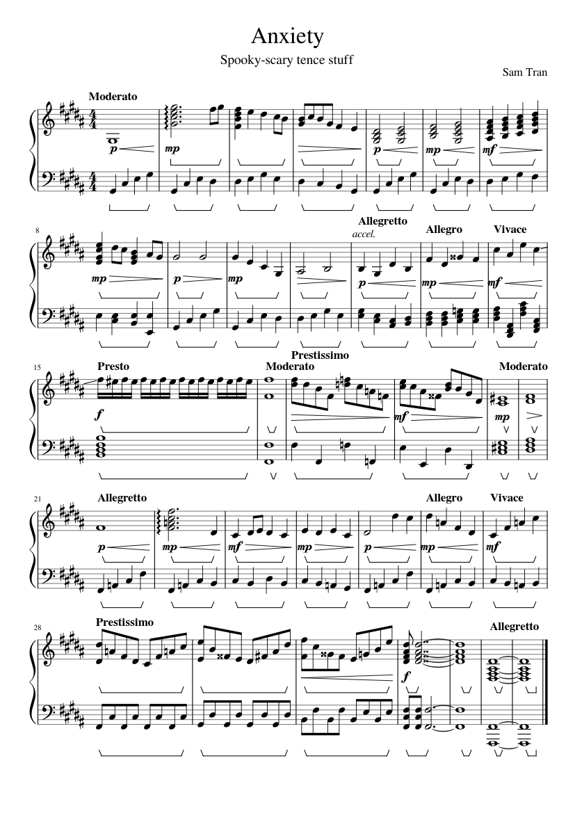 Anxiety Sheet music for Piano (Solo) | Musescore.com