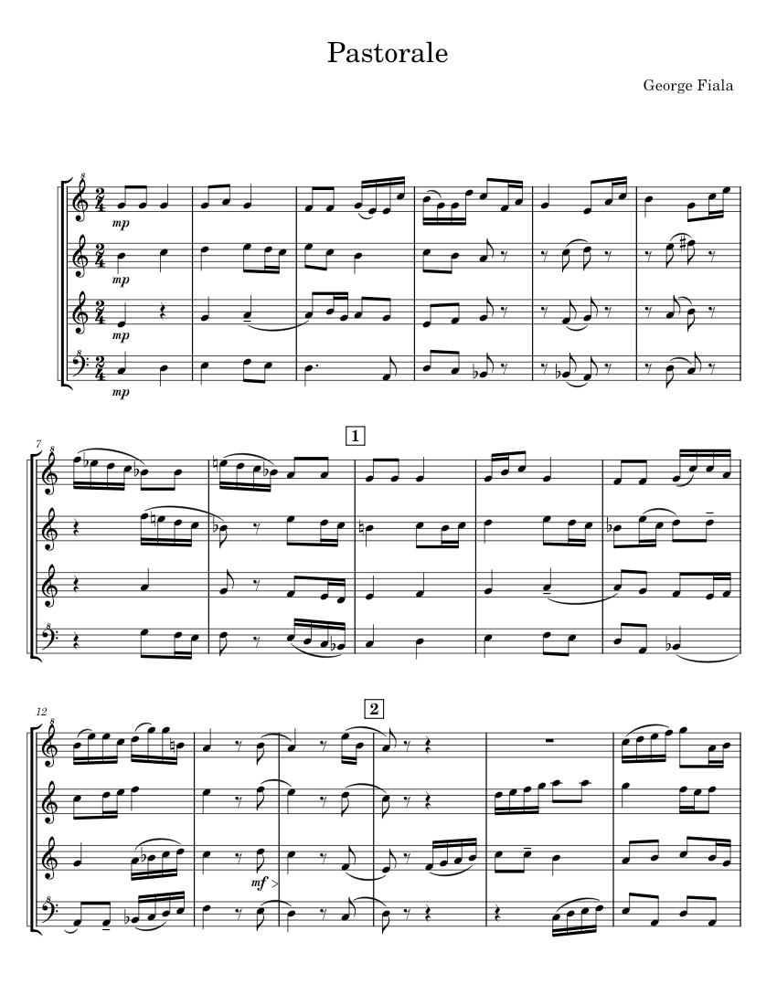 Pastorale Sheet music for Recorder (Mixed Quartet) | Musescore.com