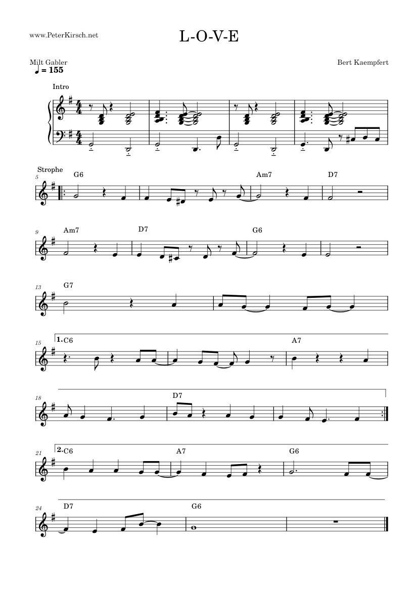 L-O-V-E Sheet Music with Chords for Piano (Solo) easy | MuseScore.com
