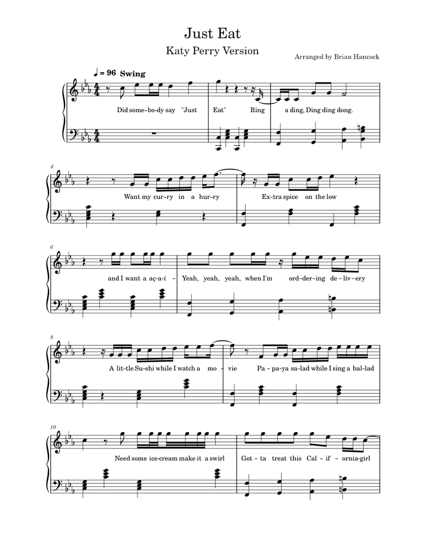 Just Eat Sheet music for Piano (Solo) Easy | Musescore.com