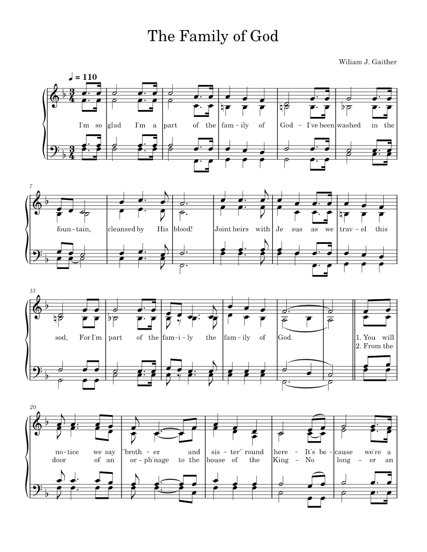 The Family of God Sheet Music for Piano (Solo) easy | MuseScore.com