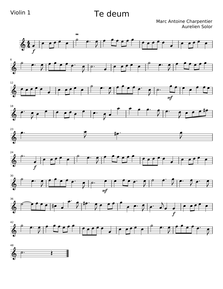 Te Deum - Marc-Antoine Charpentier Sheet music for Violin (Solo) | Musescore.com
