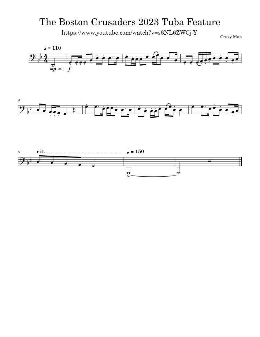 White Whale – Boston Crusaders The Boston Crusaders 2023 Tuba Feature Sheet Music for Tuba (Solo ...