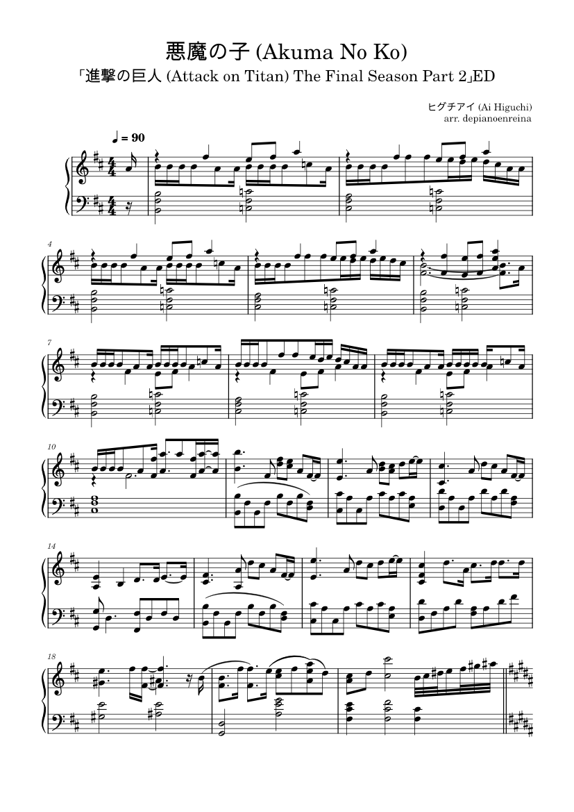 Akuma no Ko – Ai Higuchi | Attack on Titan The Final Season Part 2 ED ...