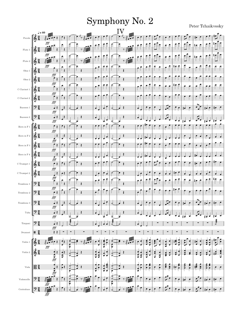 Symphony No.2, Op.17, Movt 4 – Pyotr Ilyich Tchaikovsky Sheet music for Trombone, Tuba, Flute ...