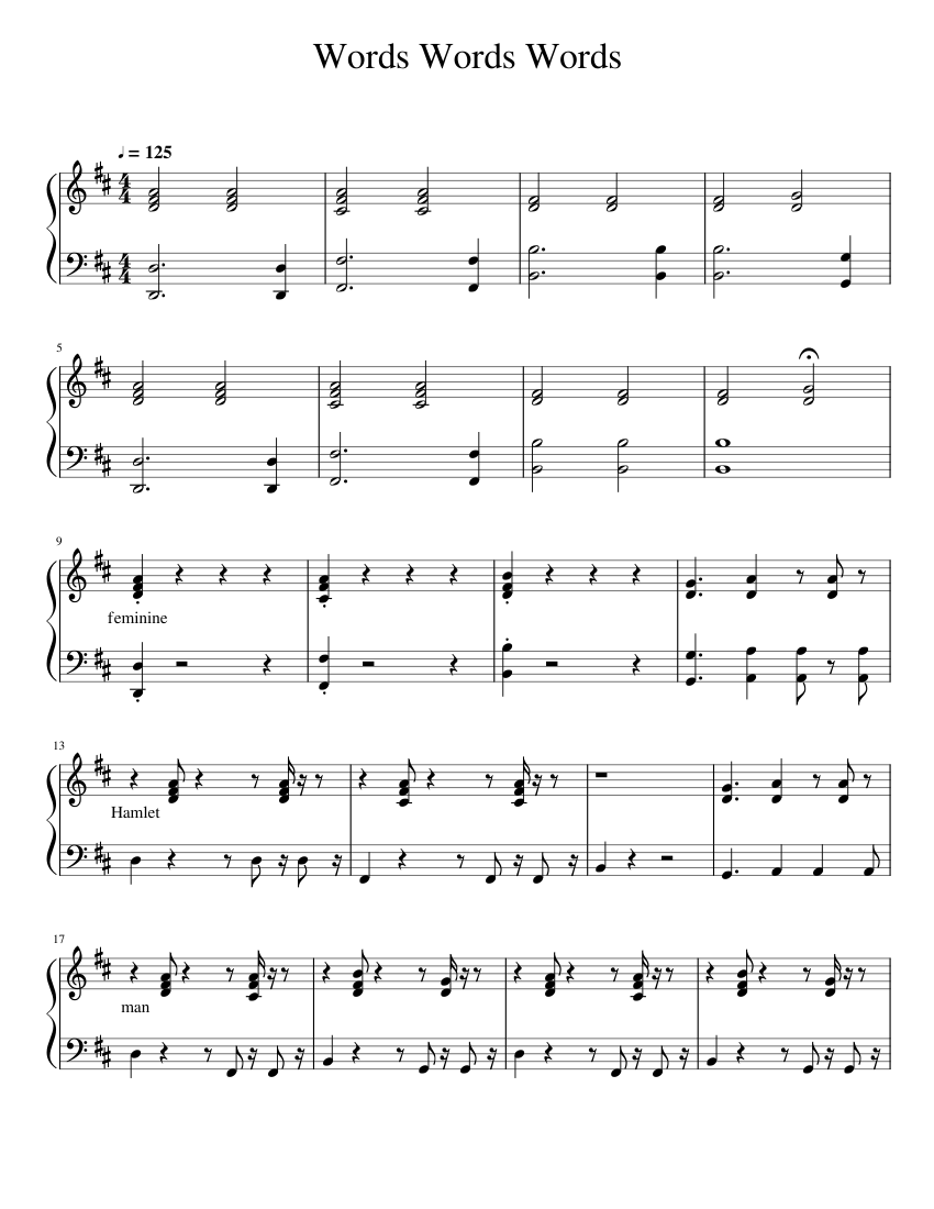 Words Words Words - Bo Burnham Sheet music for Piano (Solo) Easy ...