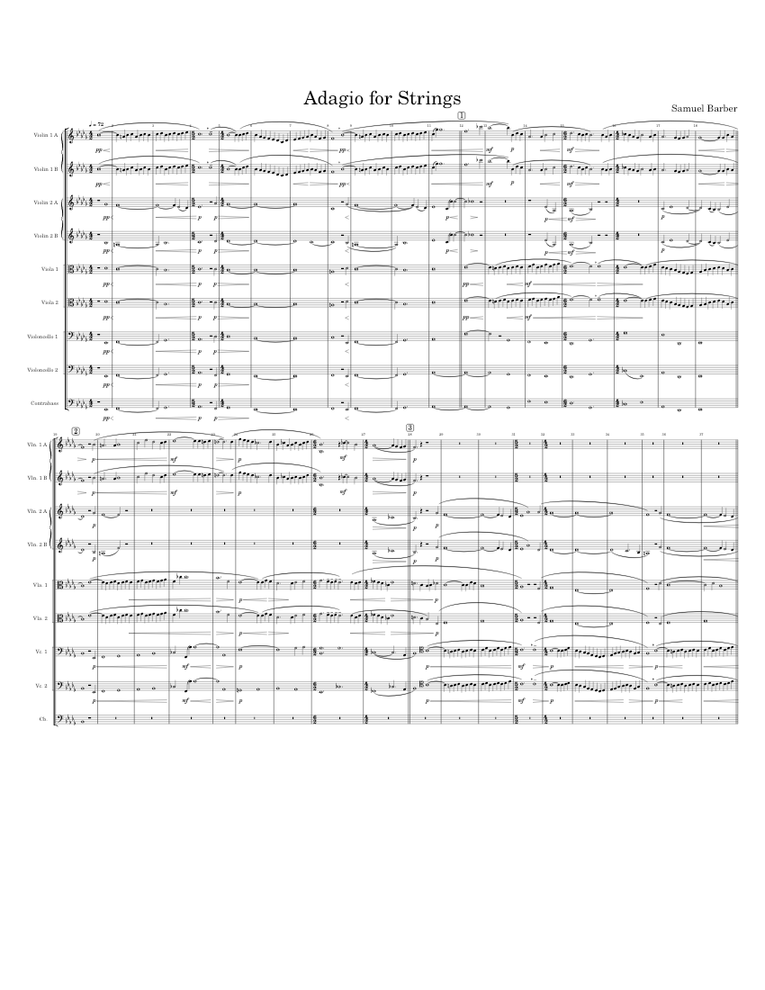 Adagio for Strings (Samuel Barber) Sheet music for Strings group (String Ensemble) | Musescore.com