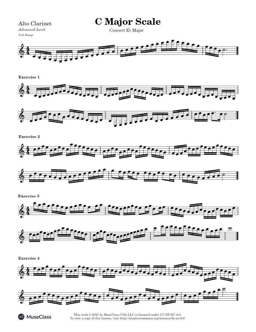 Concert Eb Major Scale Exercises-Advanced for Alto Clarinet Sheet music ...