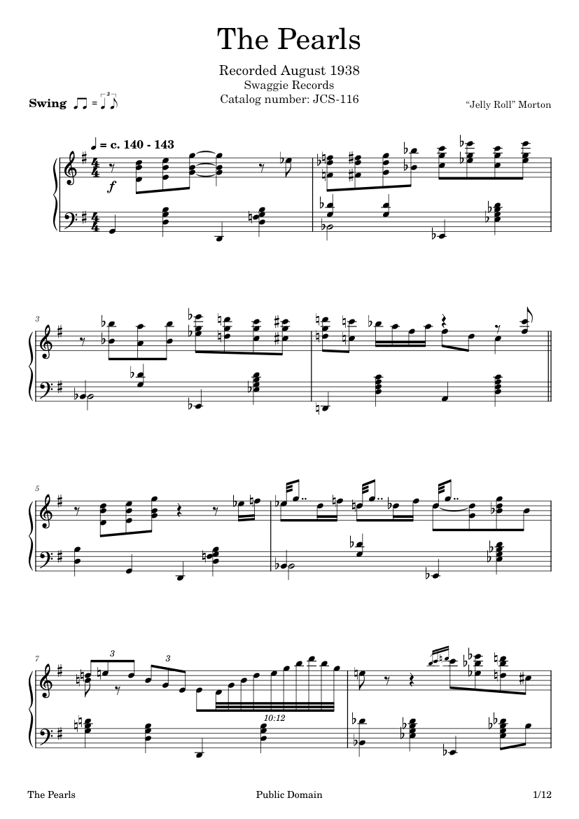 The Pearls – Jelly Roll Morton Sheet Music for Piano (Solo) | MuseScore.com