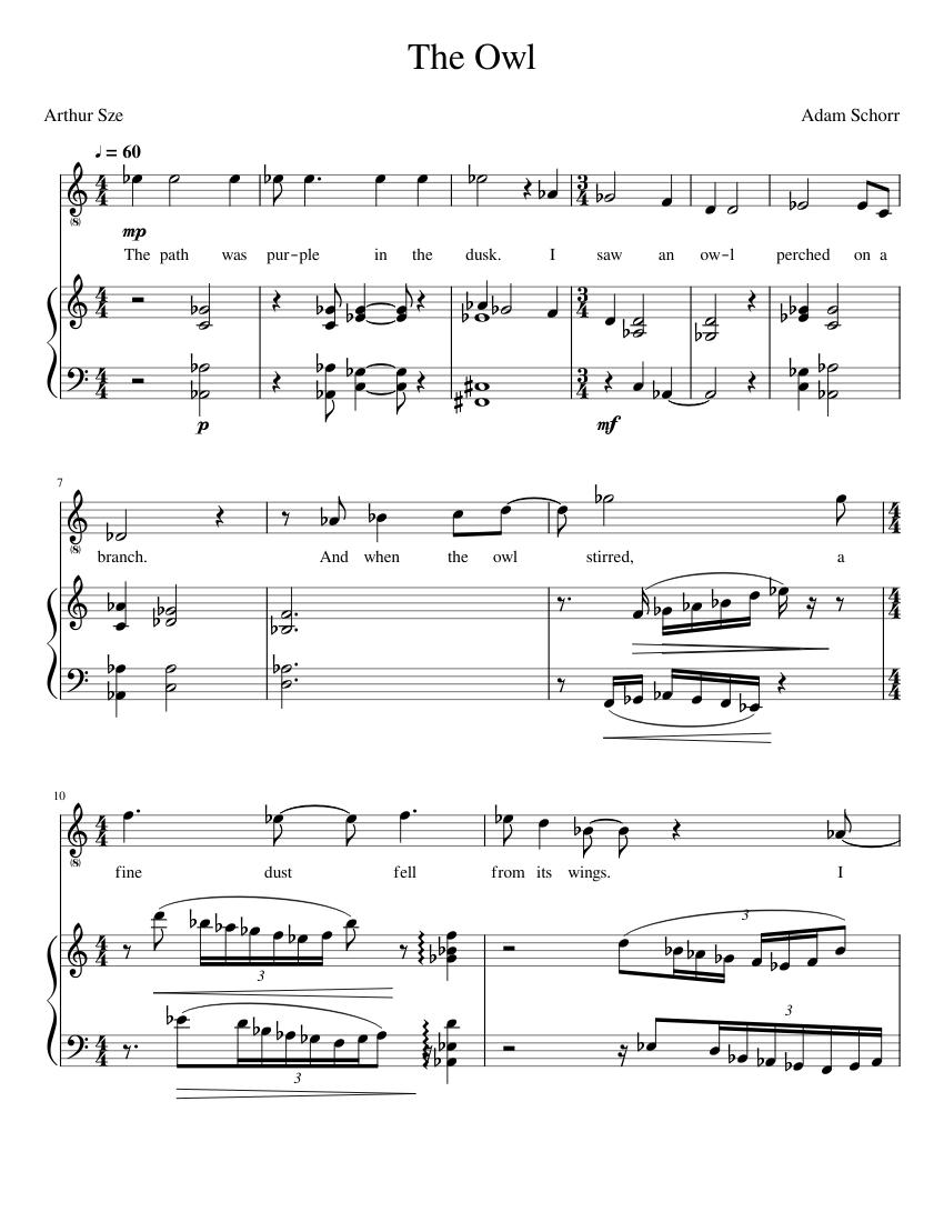 The Owl Sheet music for Piano, Vocals (Piano-Voice) | Musescore.com
