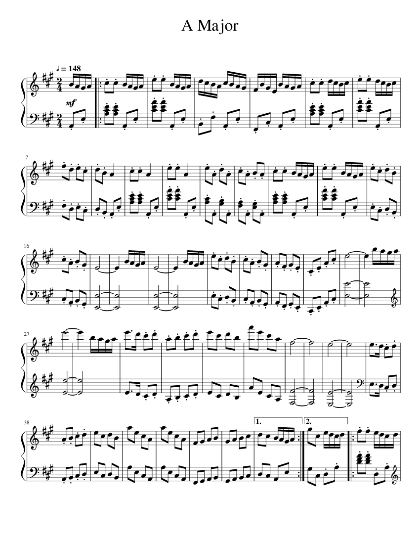 A Major Sheet music for Piano (Solo) | Musescore.com
