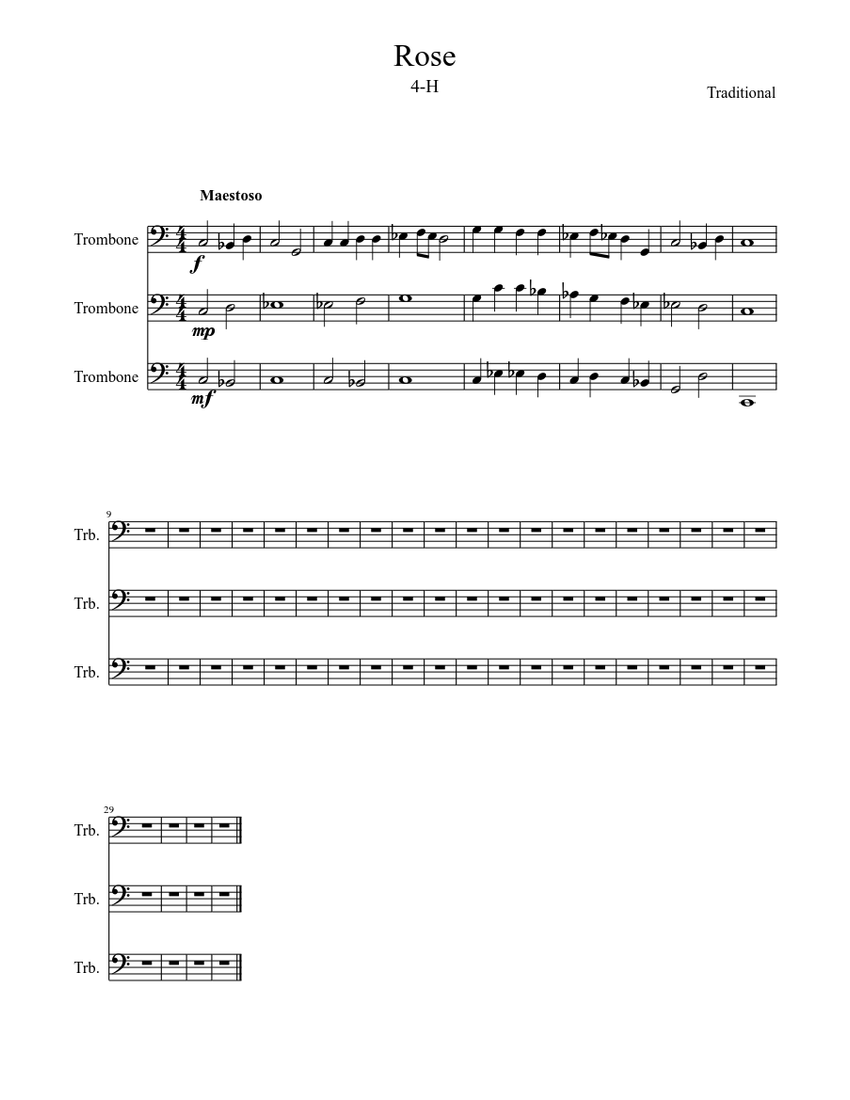 Rose Sheet music for Trombone (Mixed Trio) | Musescore.com