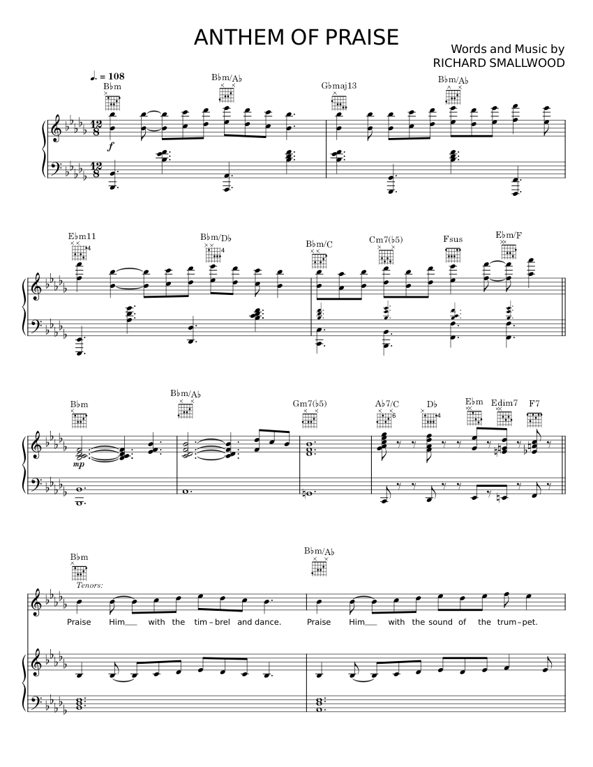 Anthem Of Praise - Richard Smallwood, Keith Hampton Sheet Music with ...