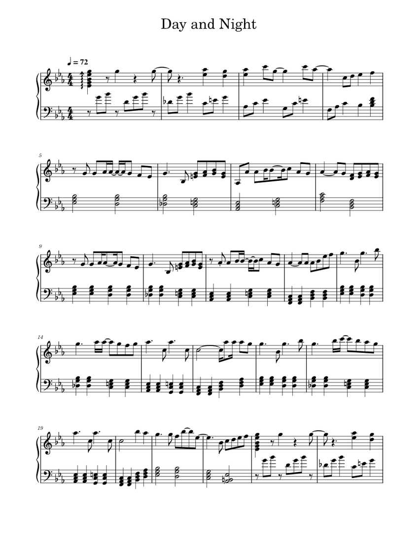 Day and Night Sheet music for Piano (Solo) | Musescore.com