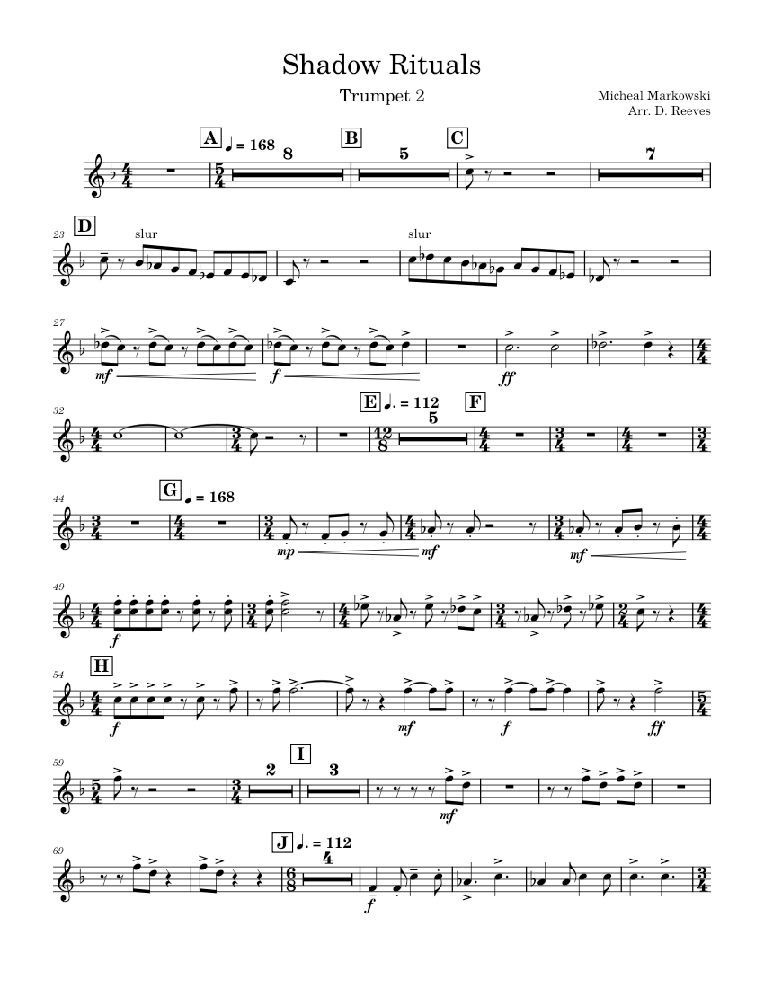 Shadow Rituals – Michael Markowski Trumpet 2 Sheet music for Trumpet ...