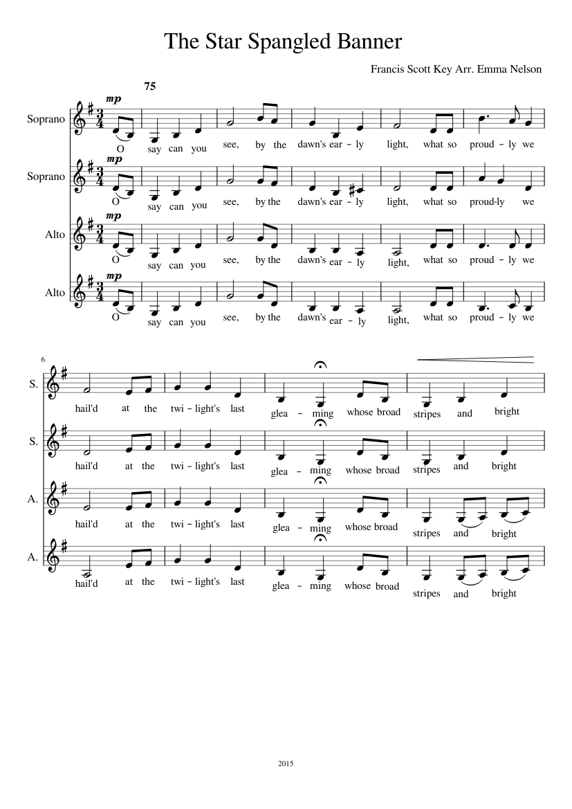 The Star Spangled Banner Sheet music for Soprano, Alto (Choral ...