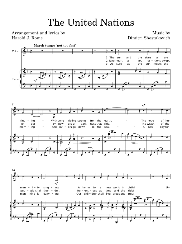 United Nation on the March Sheet Music for Piano, Voice (other) (Piano ...