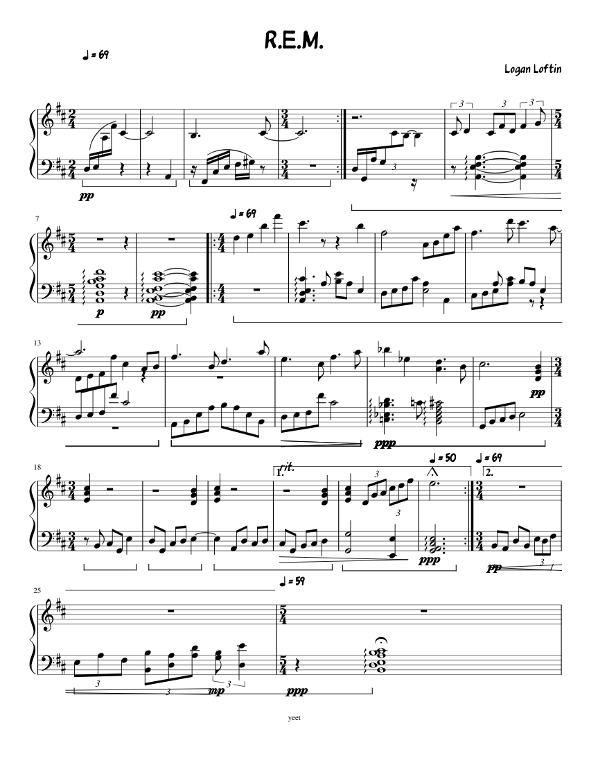 R.E.M. Sheet music for Piano (Solo) Easy | Musescore.com