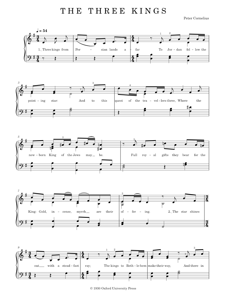 Play Official version of The Three Kings sheet music by Peter Cornelius ...