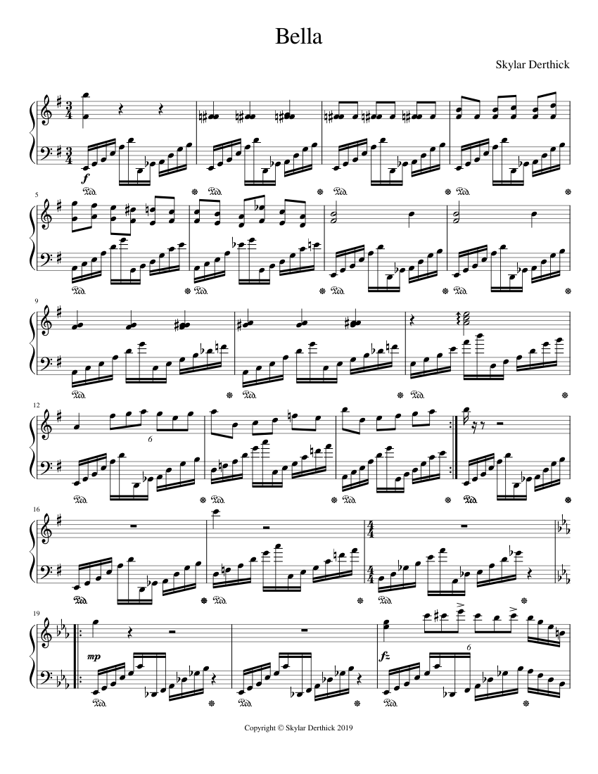 Bella Sheet music for Piano (Piano Four Hand) | Musescore.com