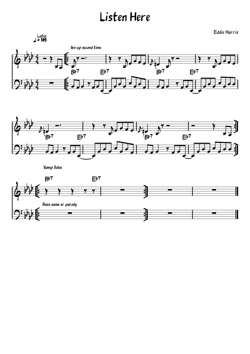 Listen Here Lead Sheet Sheet Music for Piano (Solo) Easy | MuseScore.com