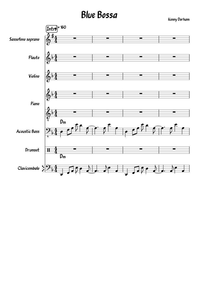 3.Blue Bossa Sheet music for Piano, Harpsichord, Flute, Violin & more ...