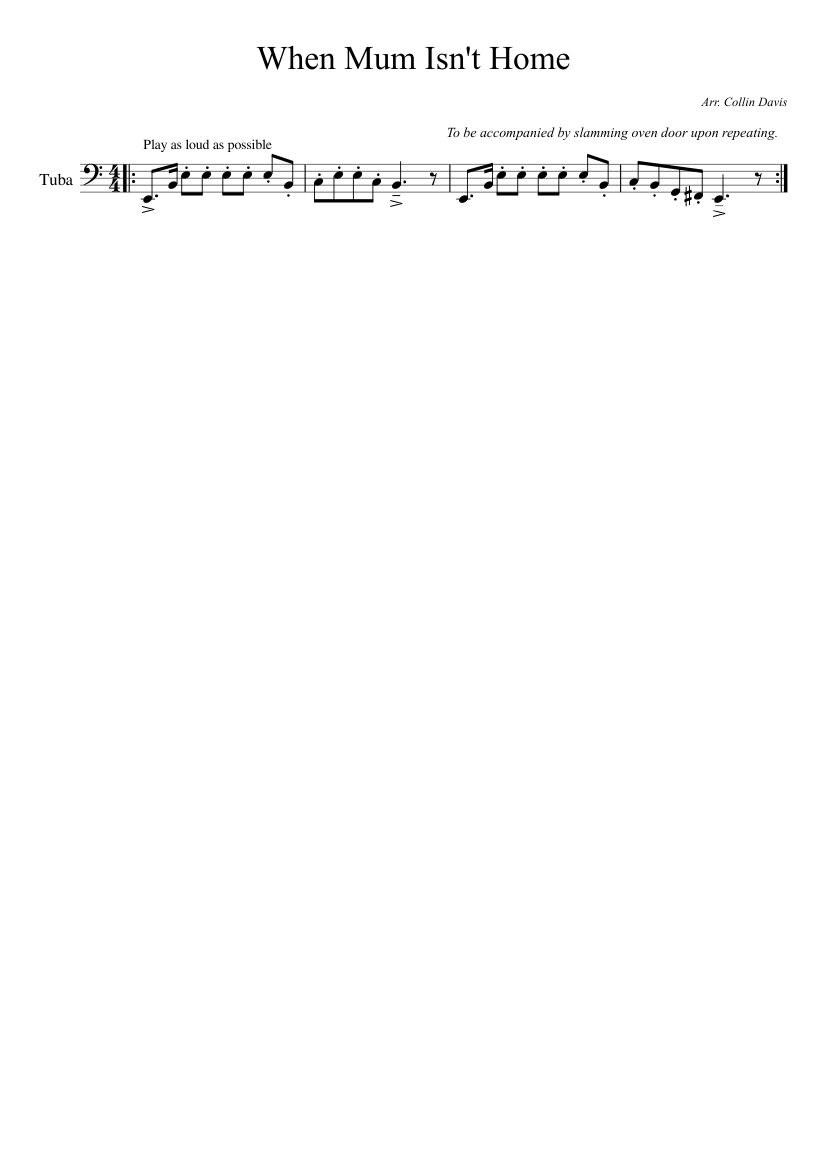 When mom isn't home - Timmy Trumpet Sheet music for Tuba (Solo ...