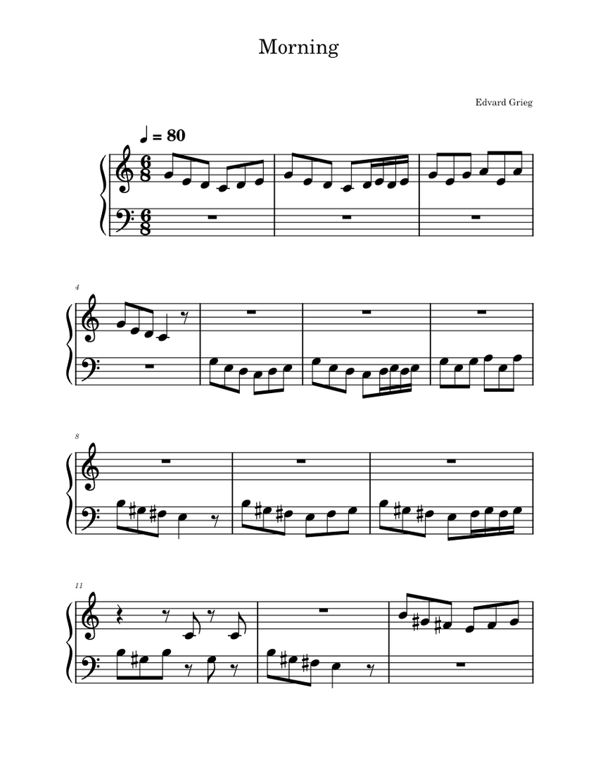 Morning Sheet music for Piano (Solo) | Musescore.com