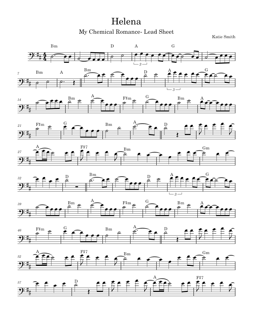 Helena – My Chemical Romance Helena- My Chemical Romance Sheet Music ...