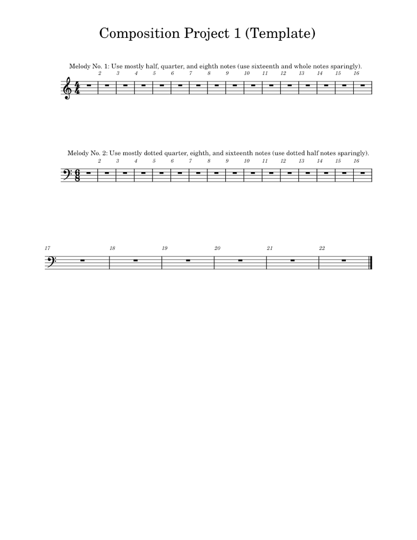 Composition Project 1 Template Sheet music for Piano (Solo) Easy ...
