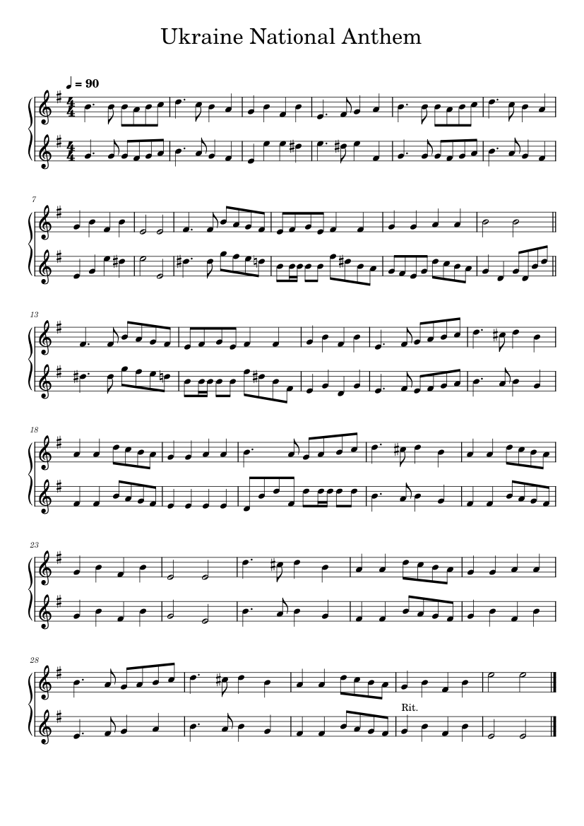 National anthem of ukraine – Vasiliy Lagno Sheet music for Flute ...