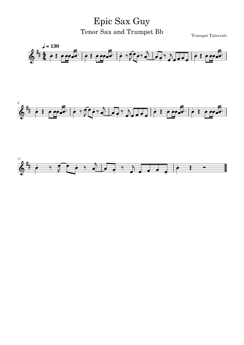 Epic_Sax_Guy Sheet Music for Trumpet in b-flat (Solo) | MuseScore.com