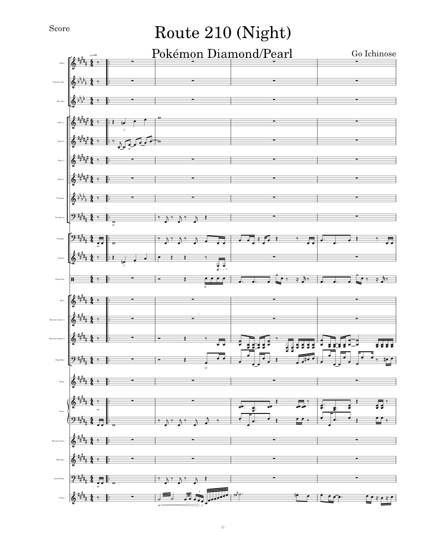Route 210 (Night) (Pokémon Diamond/Pearl) - Transcribed Score Sheet ...