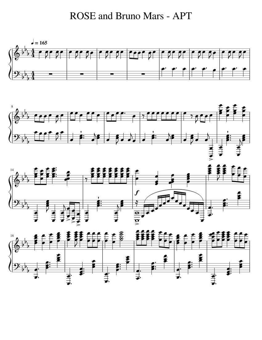Rosé and Bruno Mars - APT (Virtuosic Arrangement) Sheet music for Piano (Solo) | Musescore.com