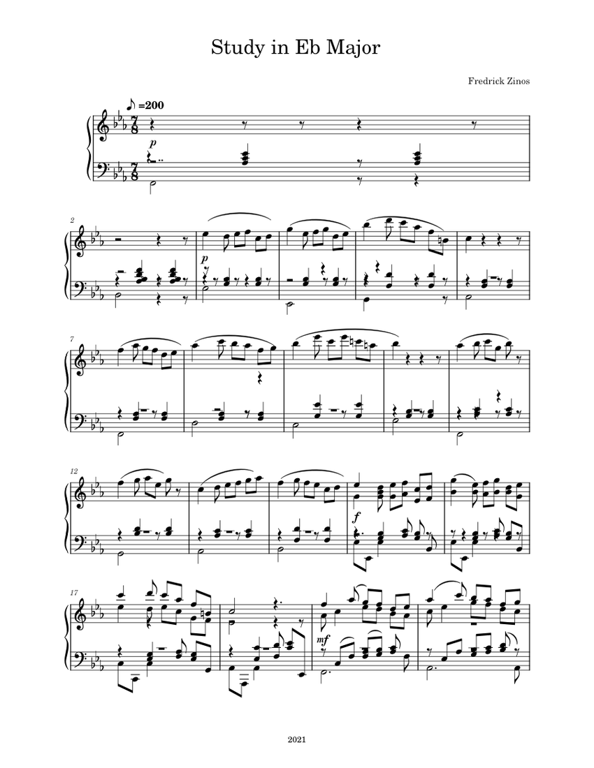 Study in Eb Major Sheet music for Piano (Solo) | Musescore.com