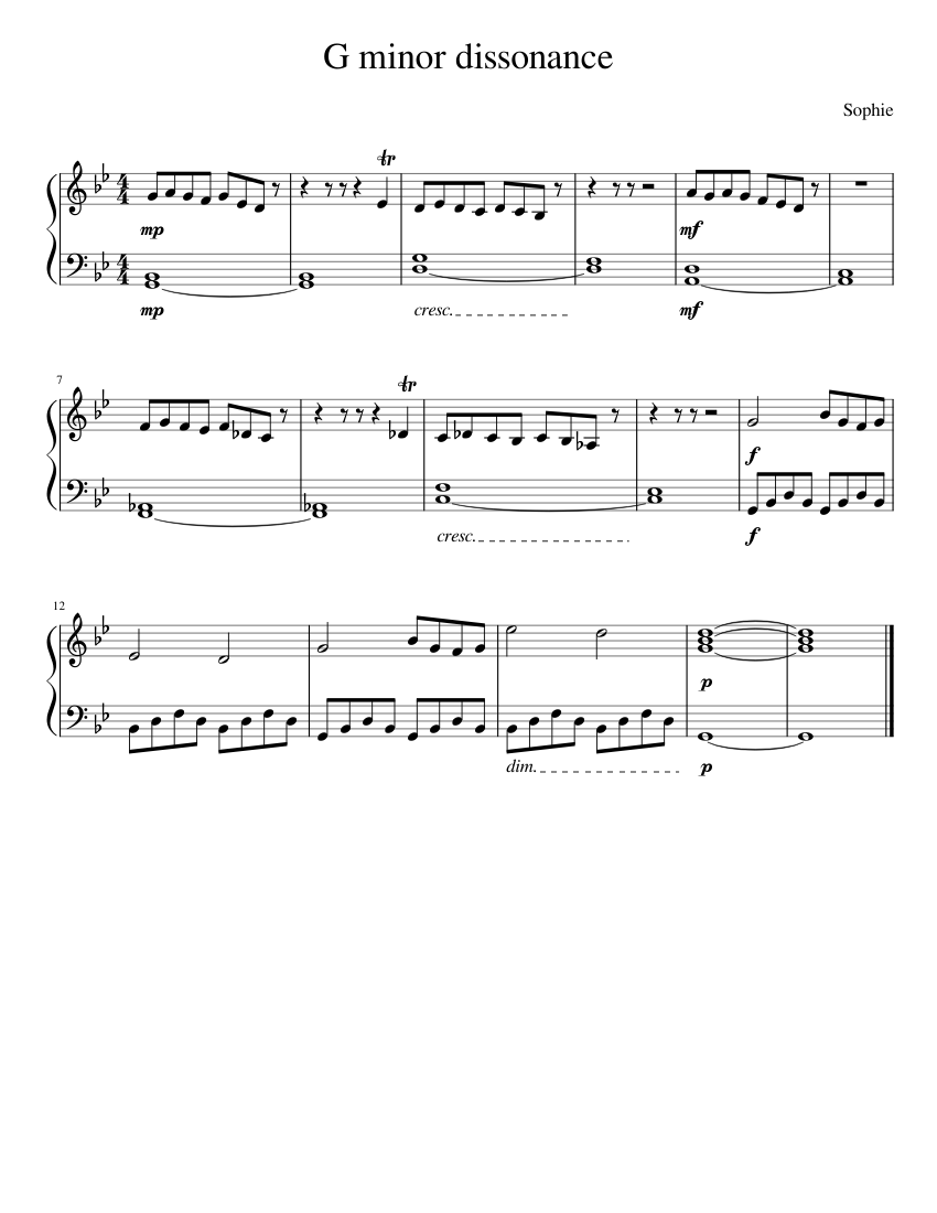 G minor dissonance Sheet music for Piano (Solo) Easy | Musescore.com