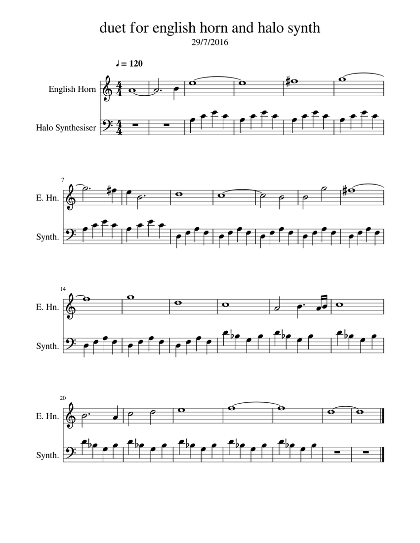 Duet Sheet music for Oboe, Synthesizer (Mixed Duet) | Musescore.com