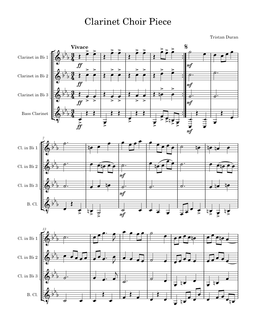 Clarinet Choir Piece Sheet music for Clarinet other (Woodwind Ensemble ...