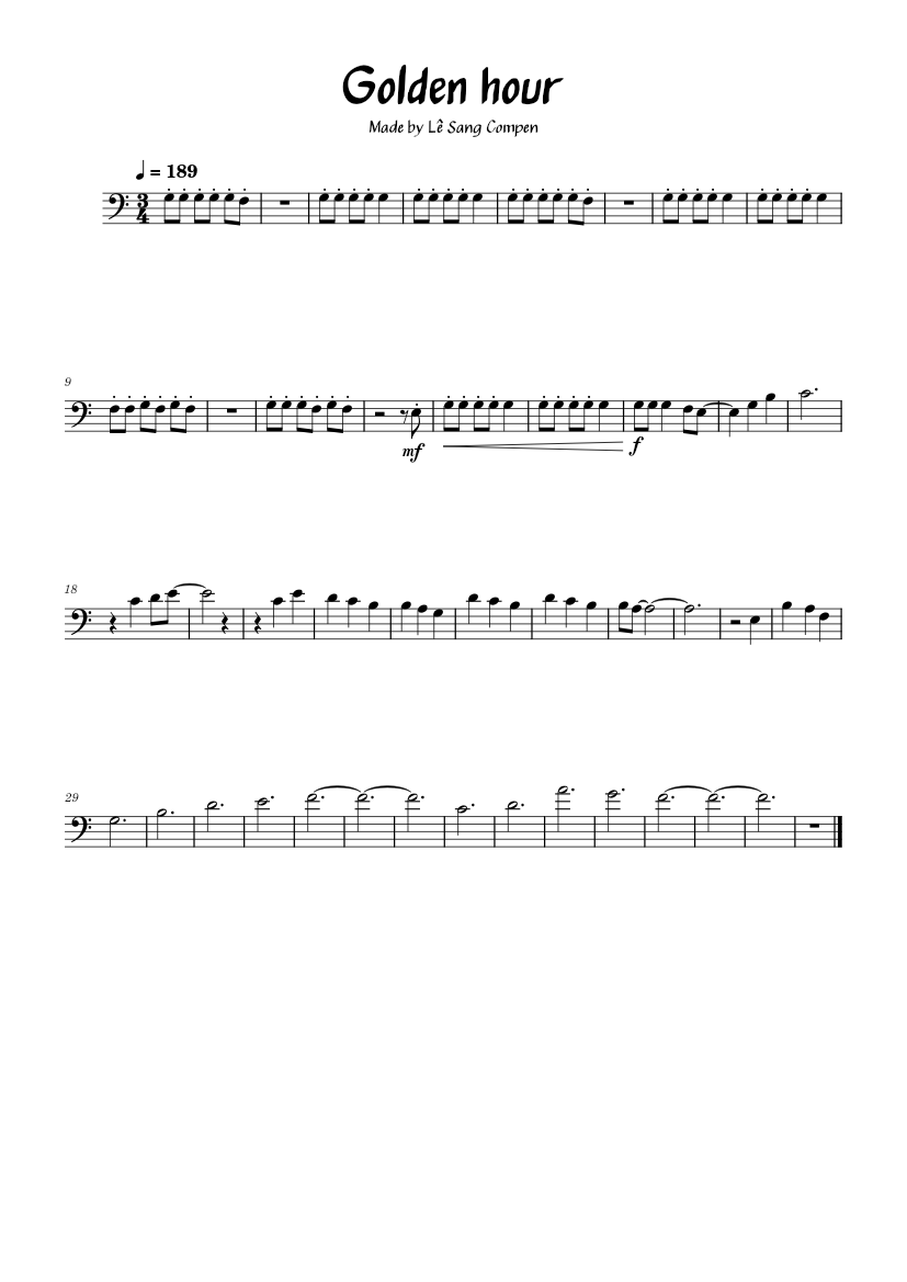 Golden hour – JVKE Golden hour Sheet Music for Cello (Solo) | MuseScore.com